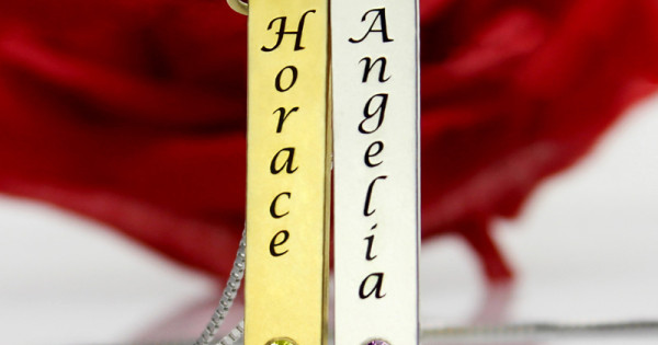 Golden Stories: Crafting Your Custom Couple Name Tag with Birthstones