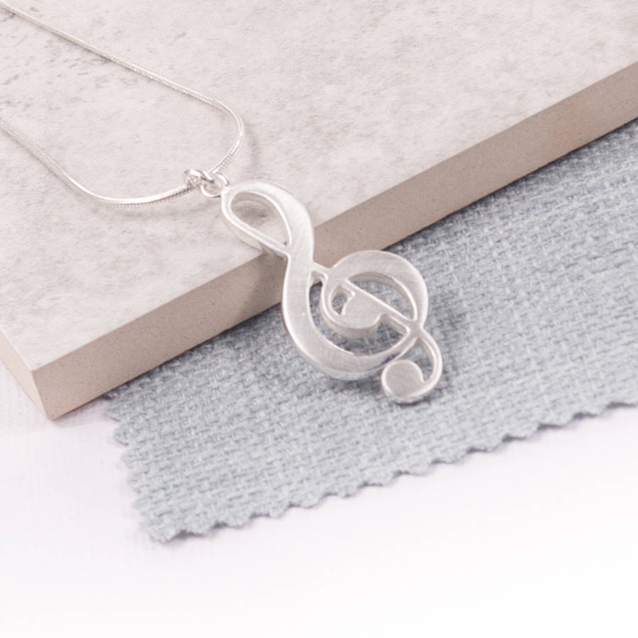 Solid Gold Treble Clef Pendant