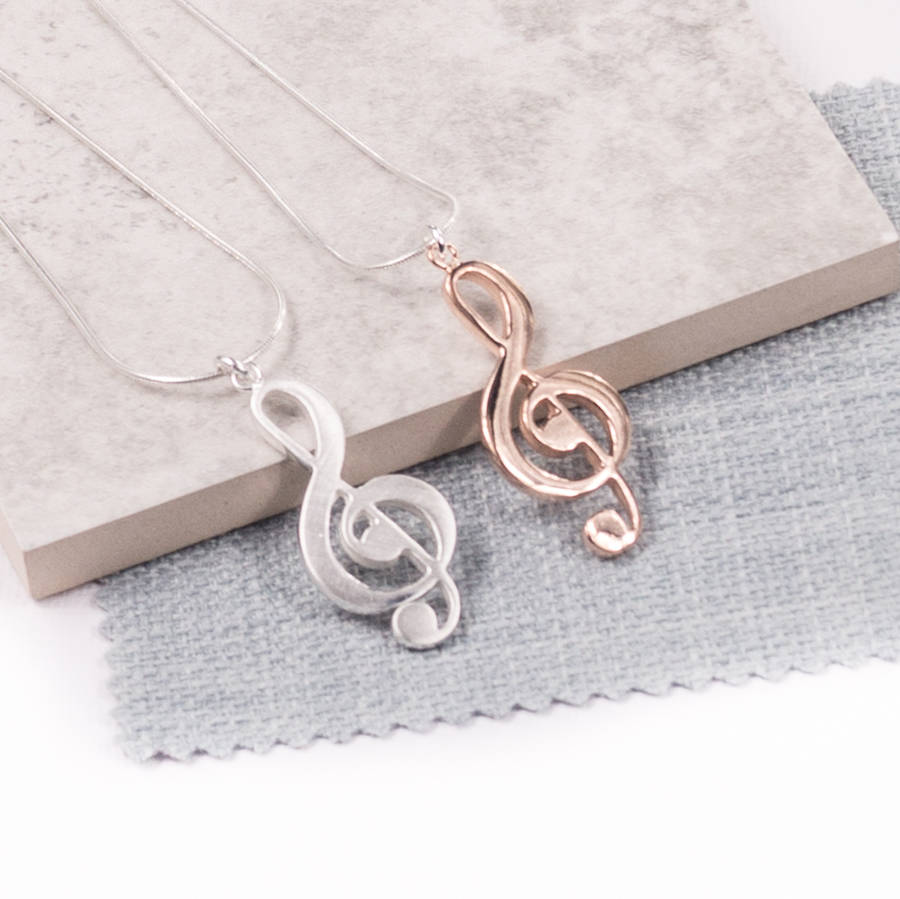 Solid Gold Treble Clef Pendant
